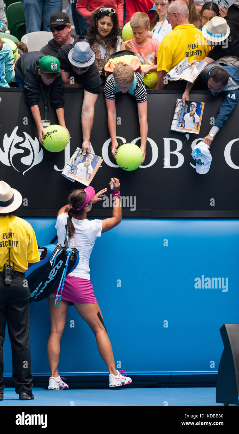 Li Na of China plays in the championship round of the Australian Open ...