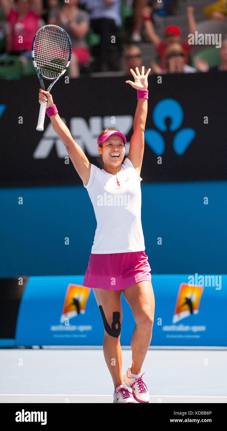 Li Na of China plays in the championship round of the Australian Open ...