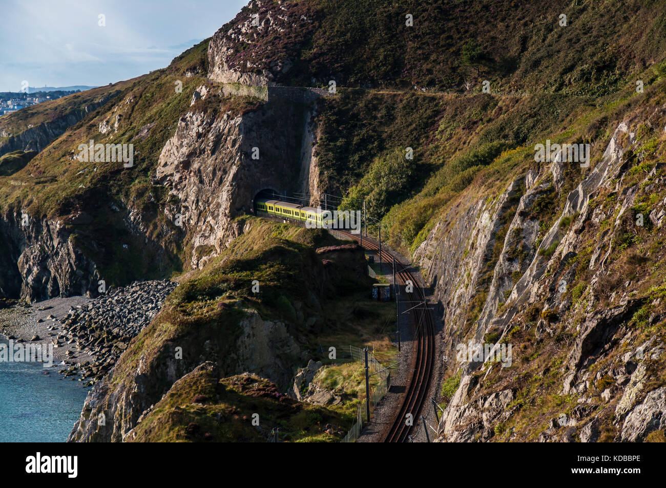 Dart train at Bray Head passing through tunnels (Bray-Greystones Stock ...