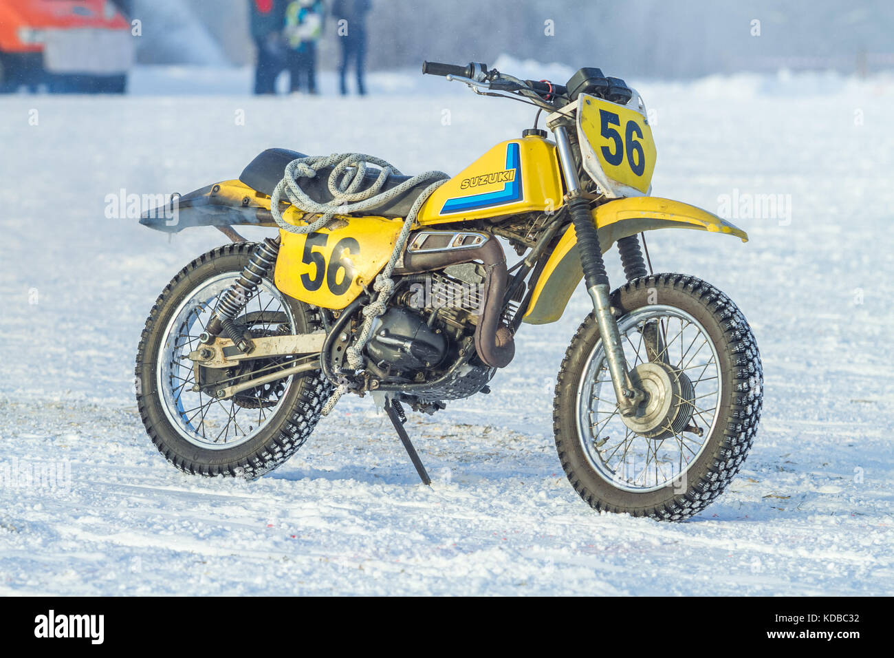 Latvia, Raiskums, Winter motocross, motorcycle, race. 2013 Stock Photo ...