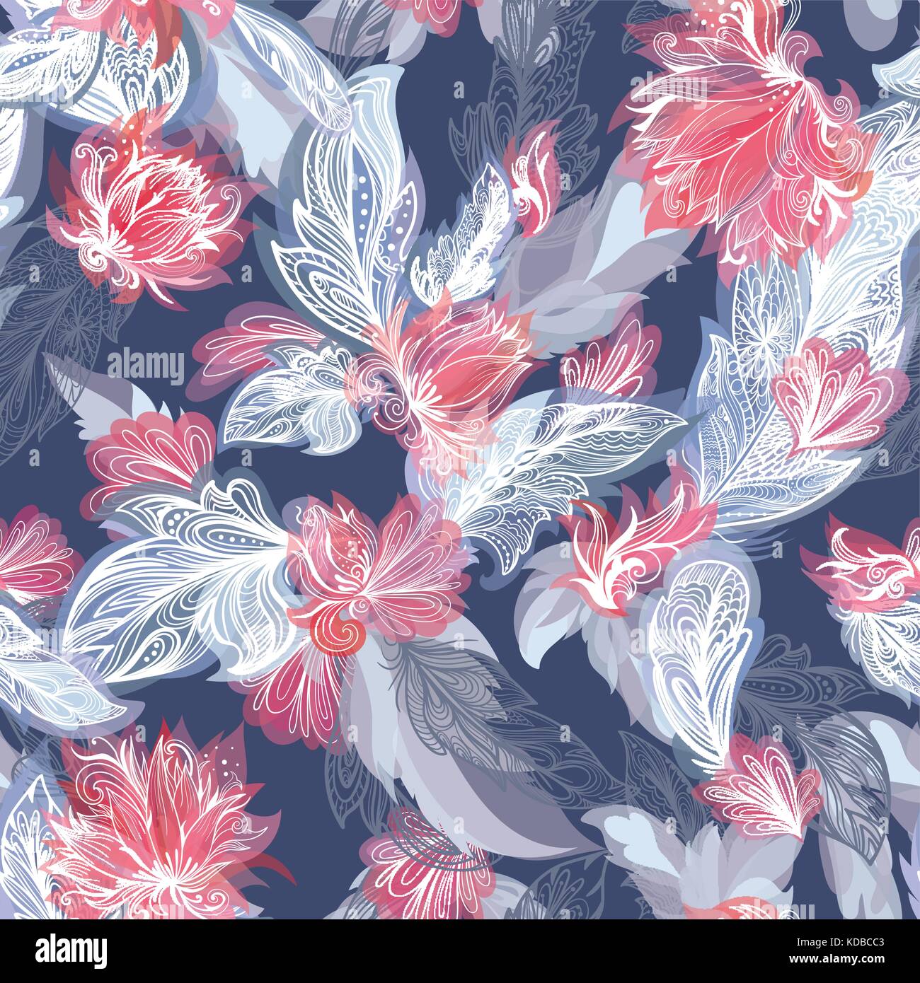 Boho style grey and red sketch doodle ornamental Seamless texture with ...