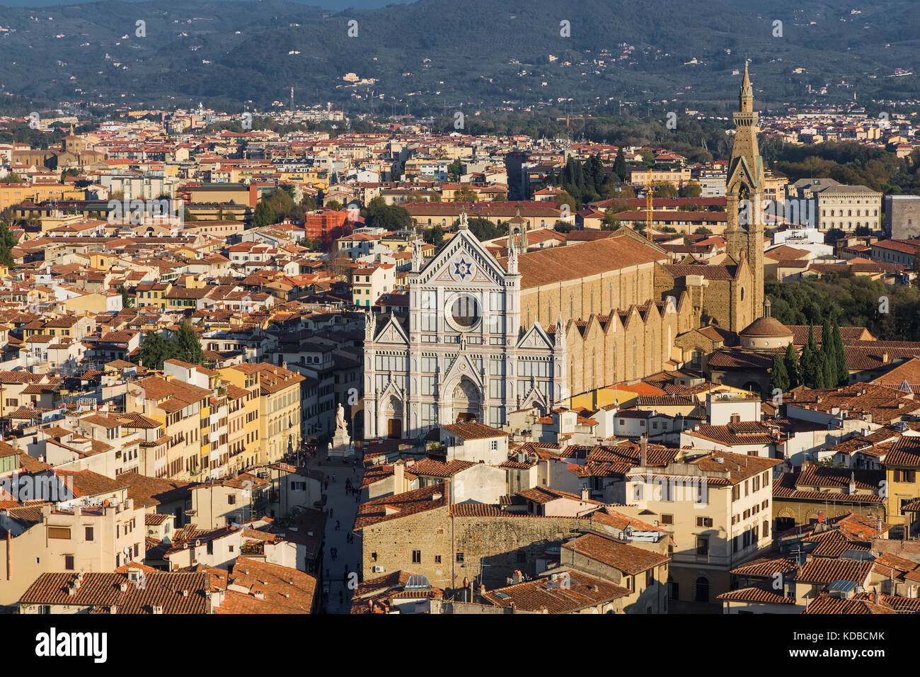 Basilica of Santa - Croce and its surroundings. Florence. Italy Stock ...