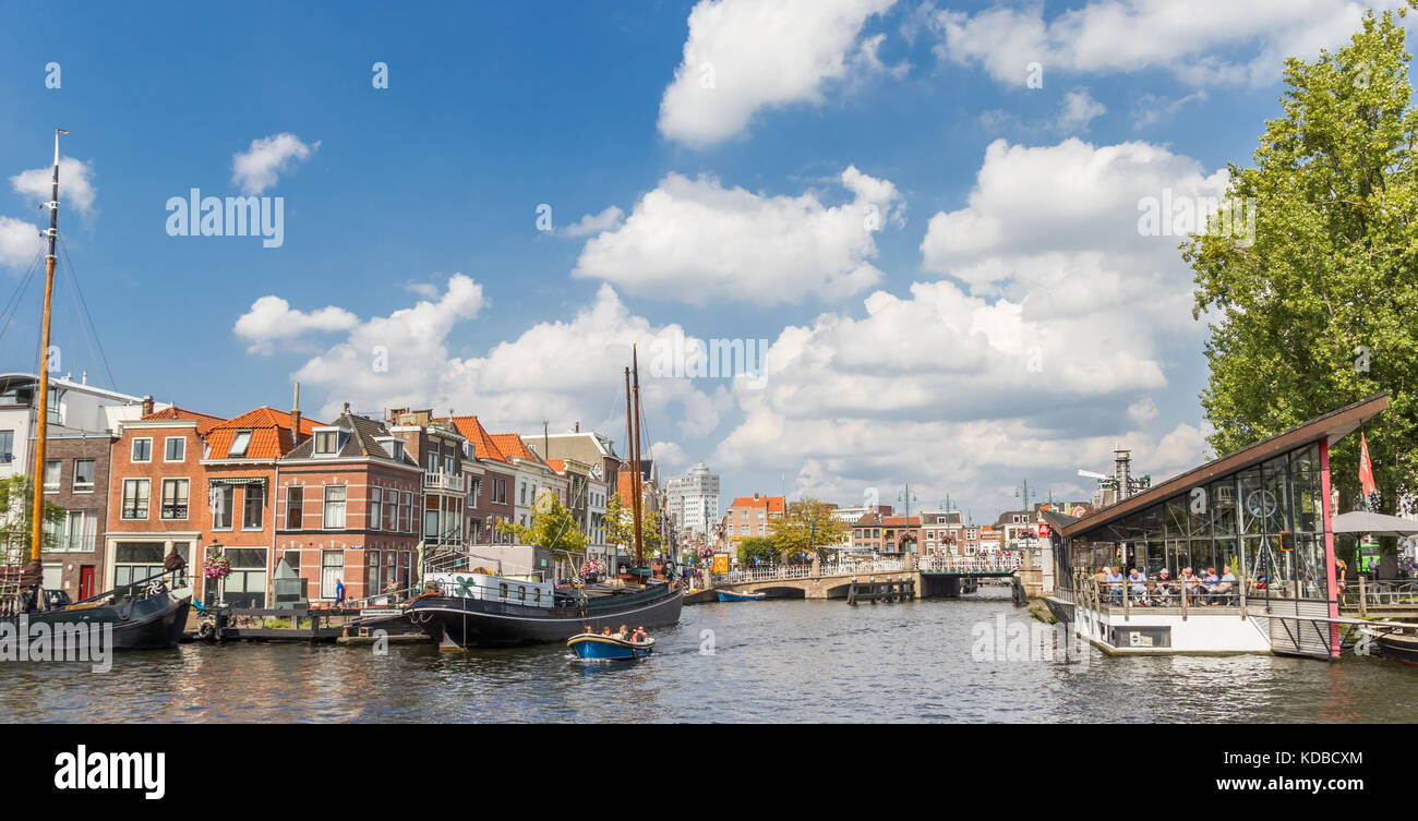 Panorama of the central canals of Leiden, Netherlands Stock Photo - Alamy