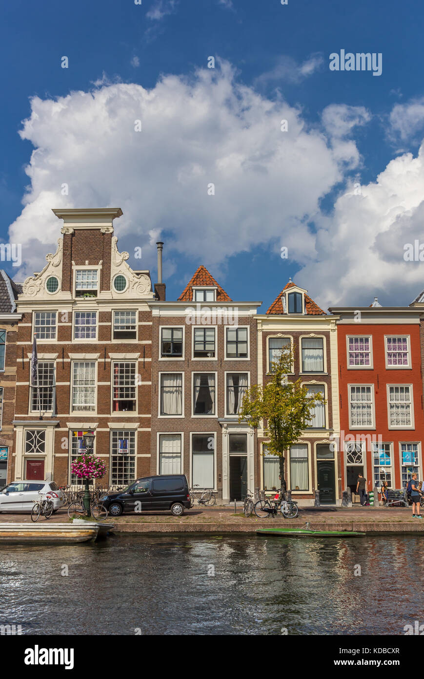 Colorful old houses at a canal in Leiden, Netherlands Stock Photo - Alamy