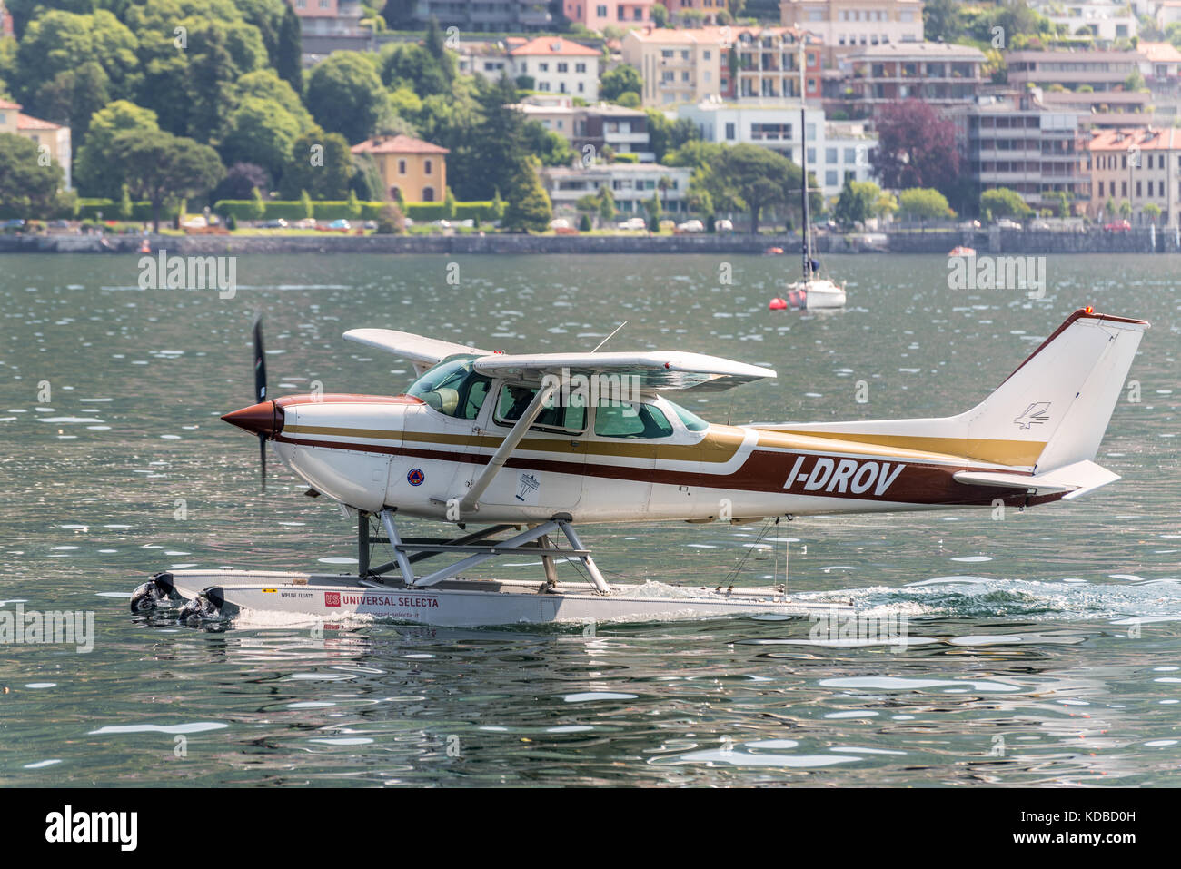 Como, Italy - May 27, 2016: A seaplane Cessna R172K Hawk XP II of the ...