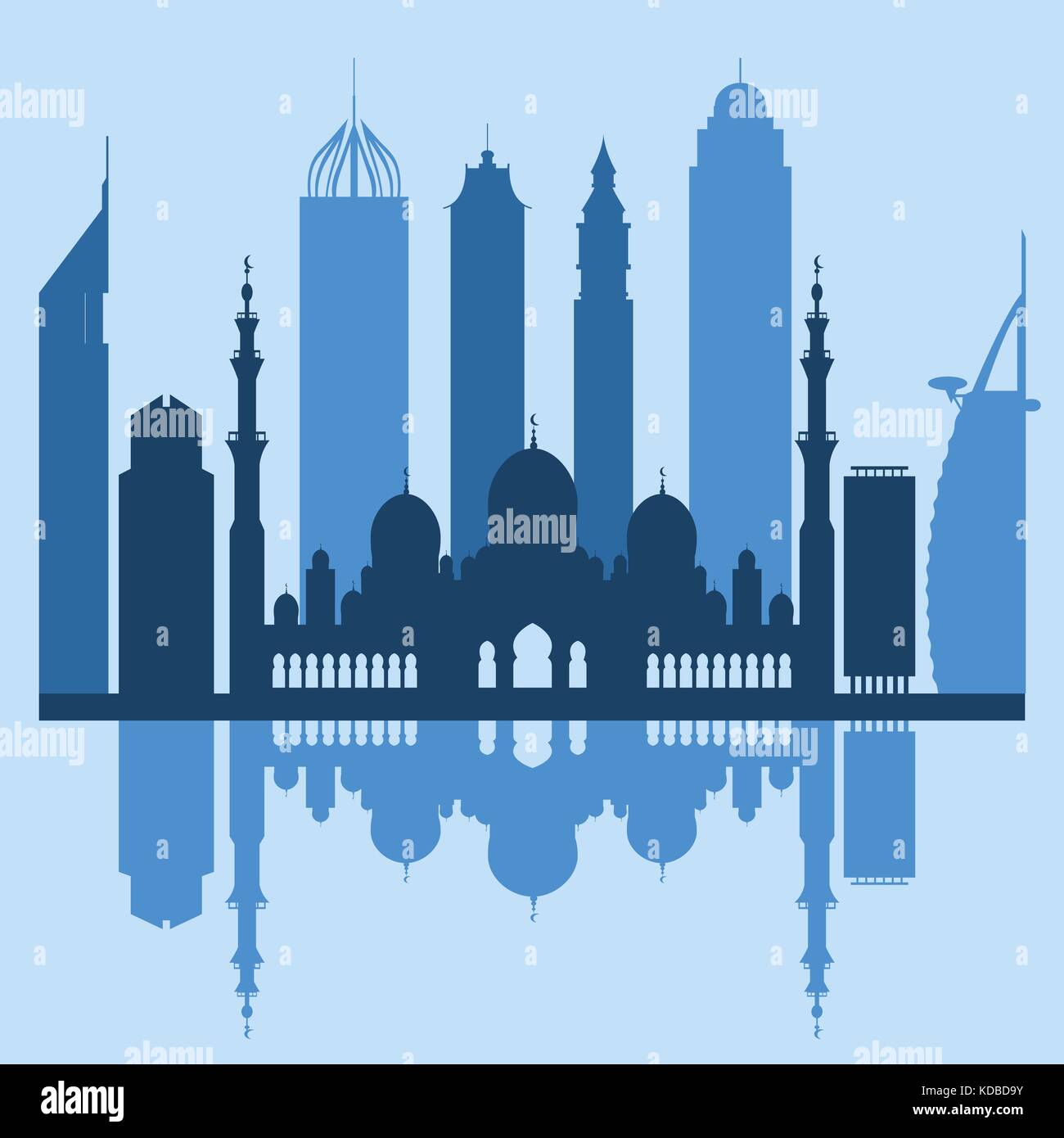 Vector illustration of United Arab Emirates skyscrapers silhouette ...