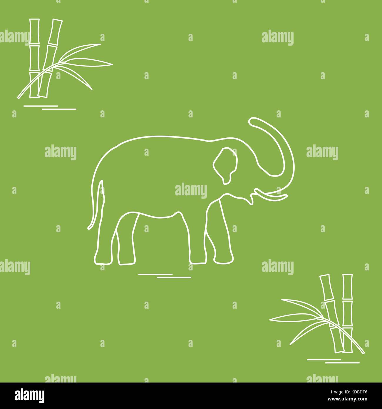 Stylized icon of elephant and bamboo. Design for poster or print Stock ...