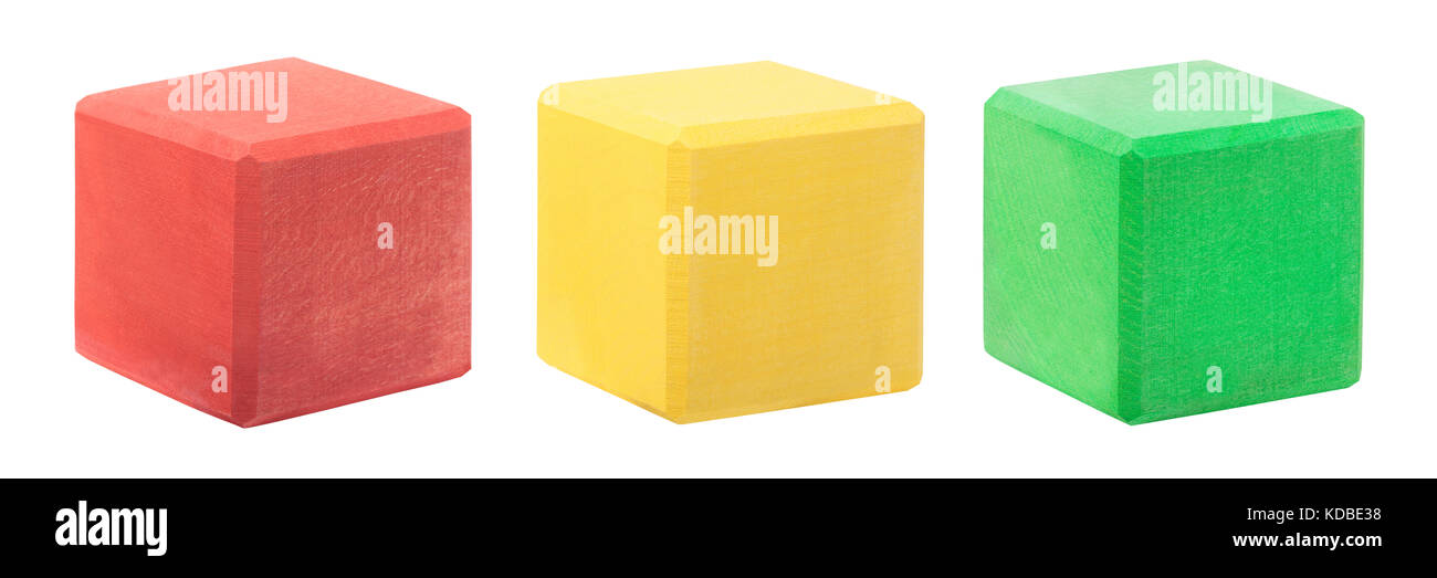 Blank colorful red, green yellow wooden blocks on white Stock Photo - Alamy