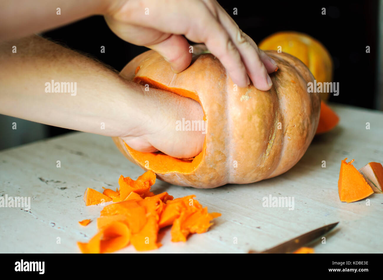 Woman hands making pumpkin hi-res stock photography and images - Alamy