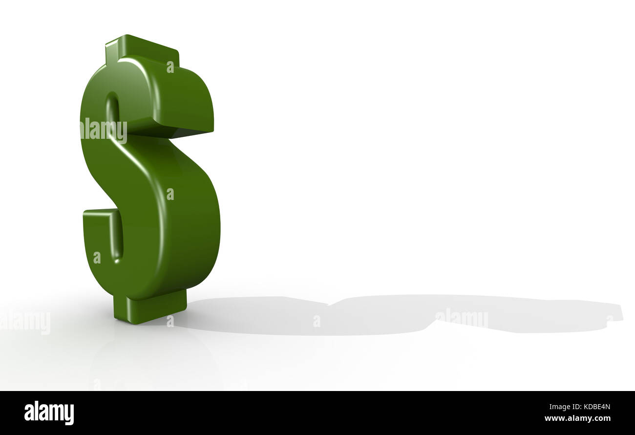 Green dollar sign in white and isolated background, 3D rendering Stock ...