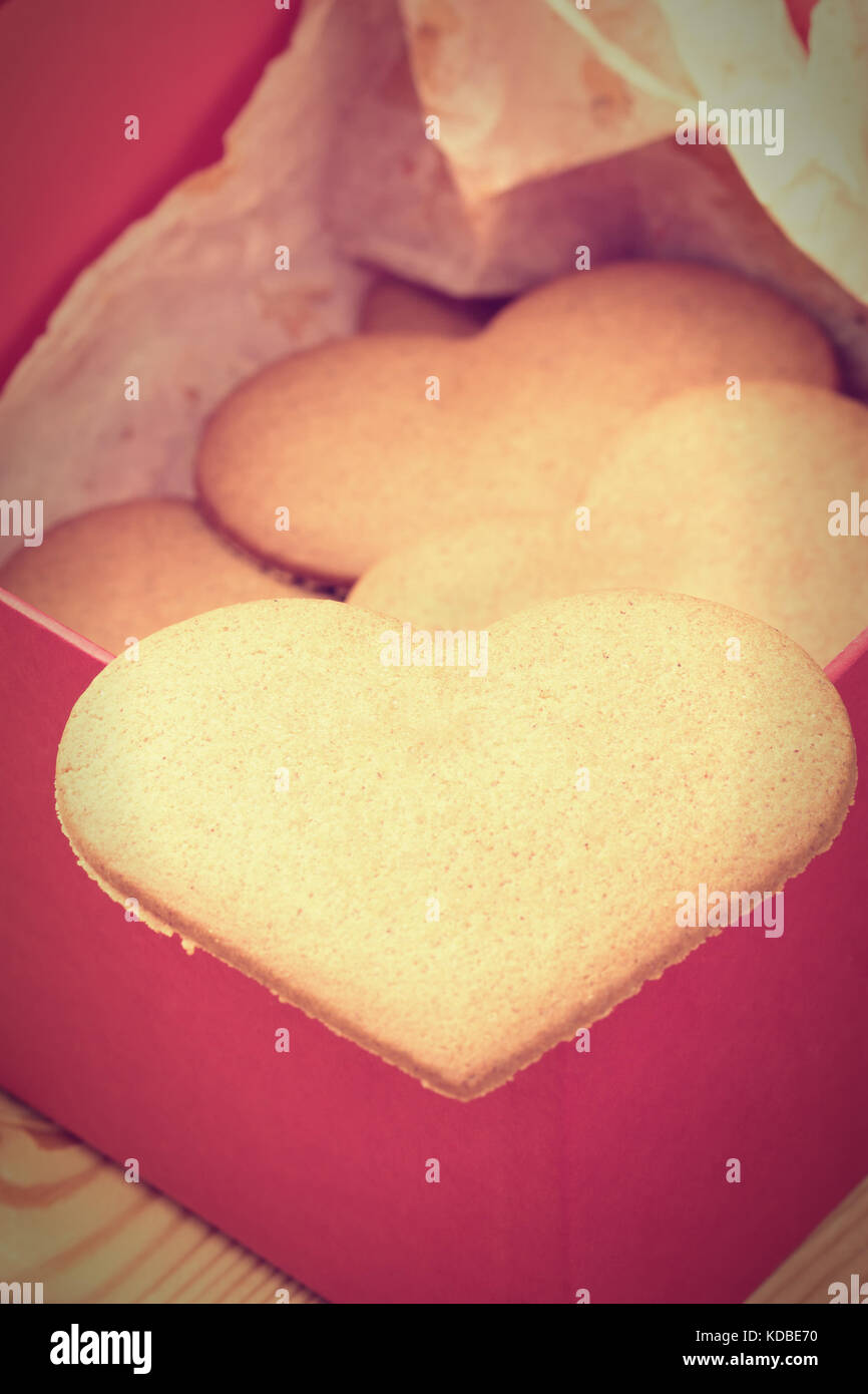 Heart shaped cookies in box Stock Photo - Alamy