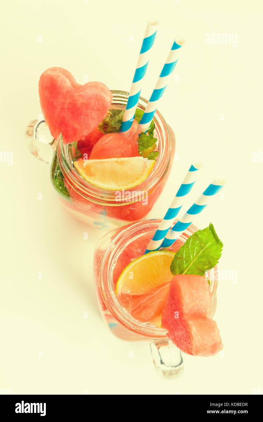 Top view of fresh watermelon drinks Stock Photo - Alamy