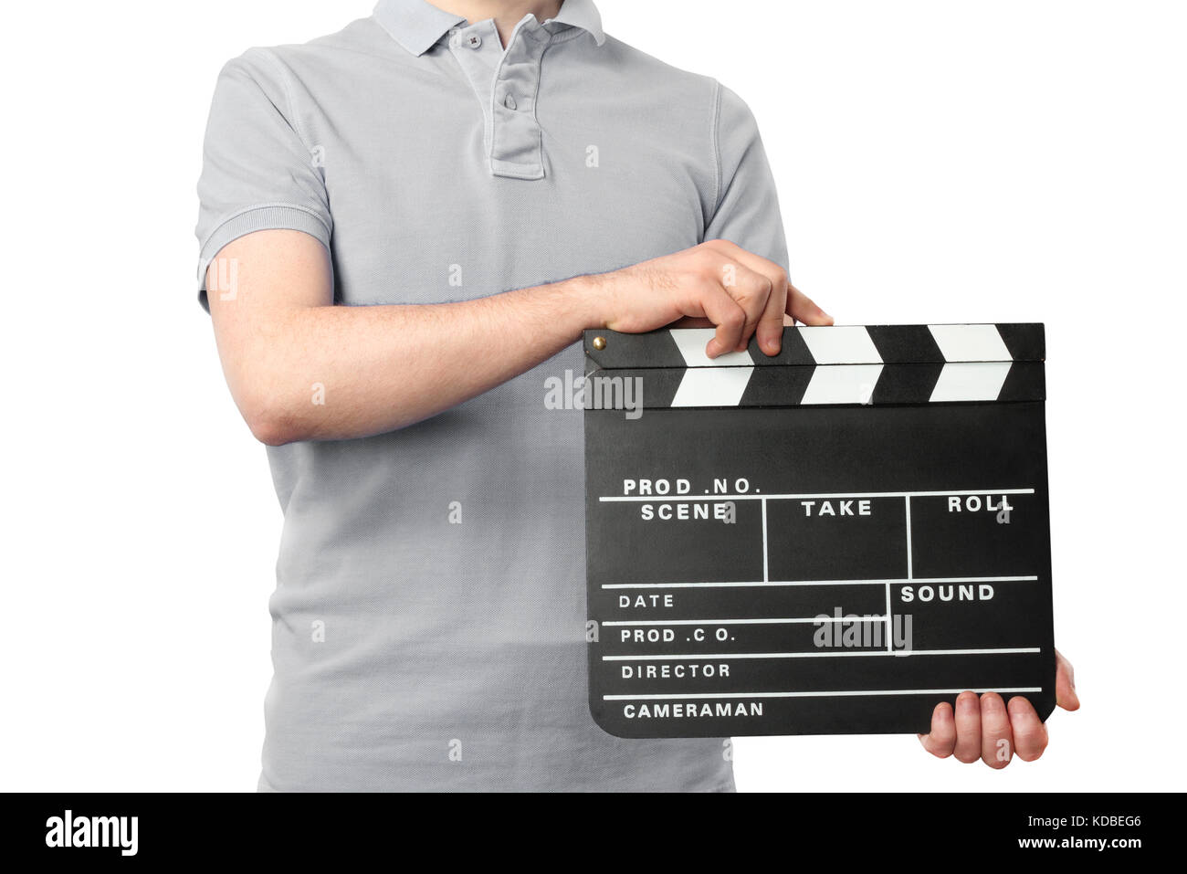 Hands hold movie production clapperboard hi-res stock photography and ...