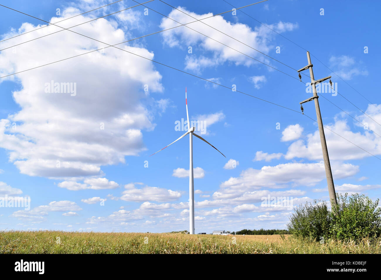 Wind farm and electric grid in Alibunar, Serbia. Clean energy and power ...