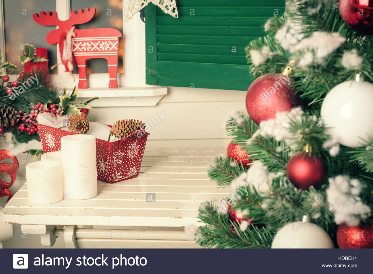 Christmas terrace decoration Stock Photo - Alamy