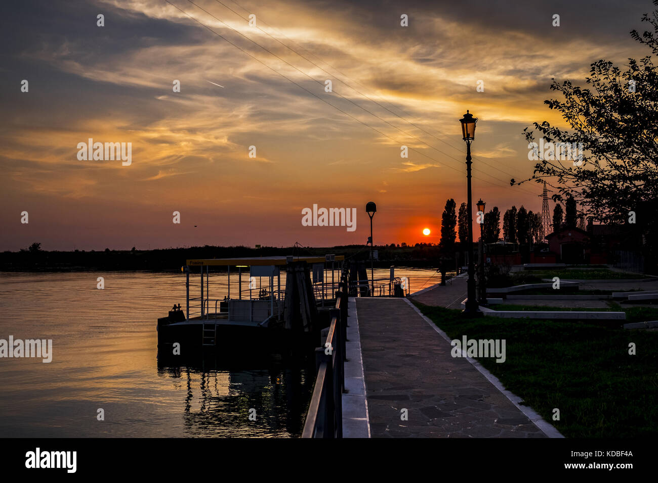 Sunrise at Fusina Venice Italy boat Terminal where tourists embark for ...