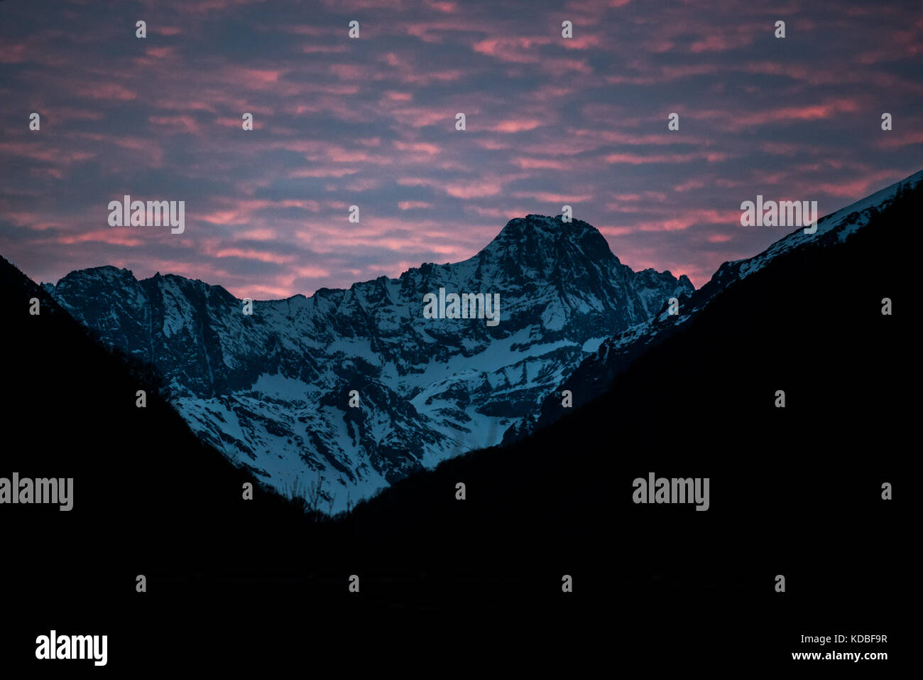 Sunset in the mountain Stock Photo - Alamy