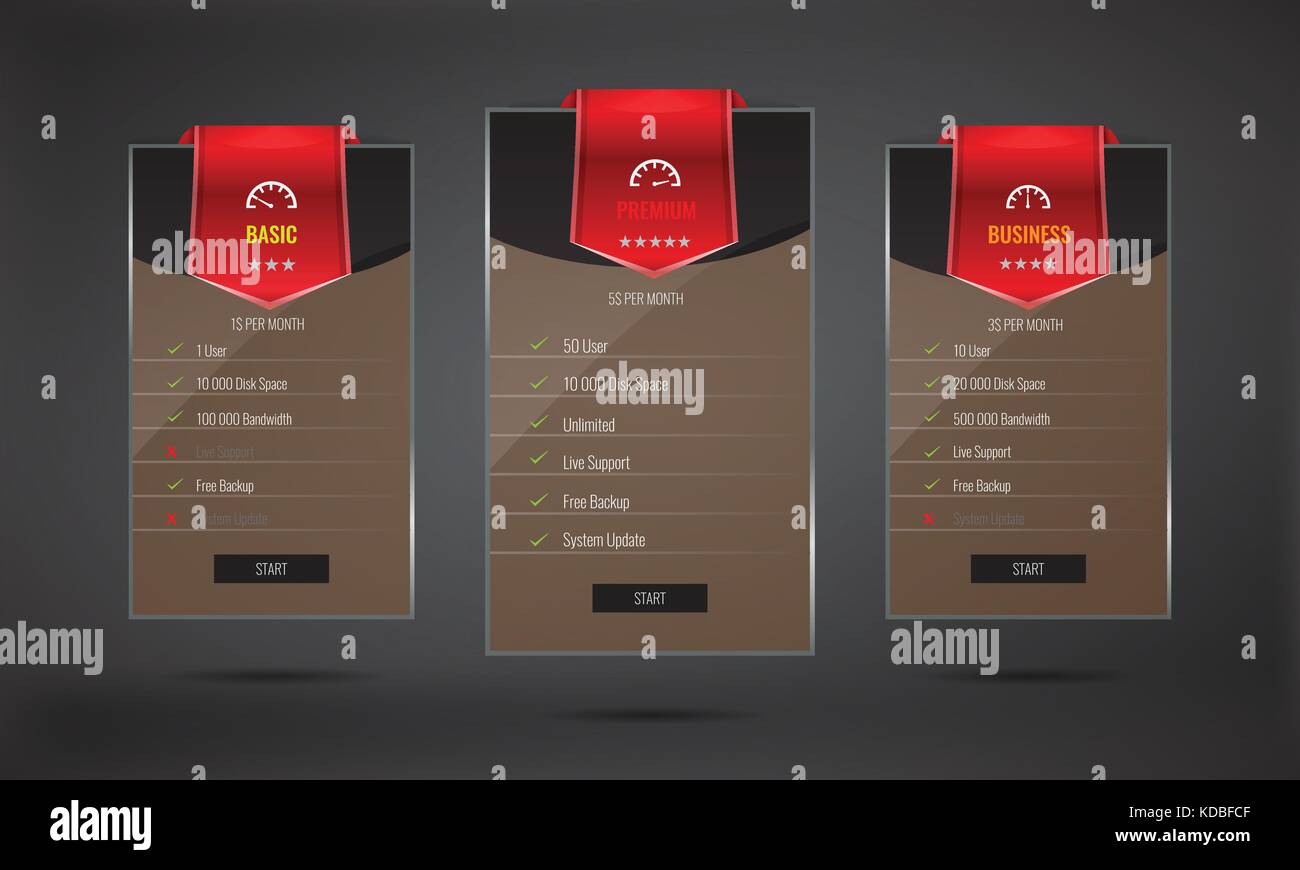 Trendy transparent price list and offer columns with glass effect Stock ...