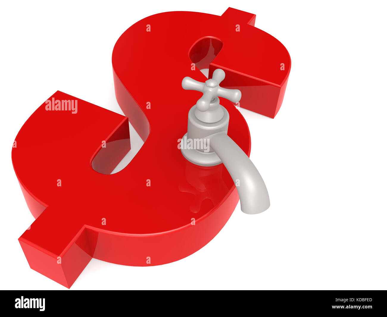 Dollar sign with water faucet, 3D rendering Stock Photo - Alamy