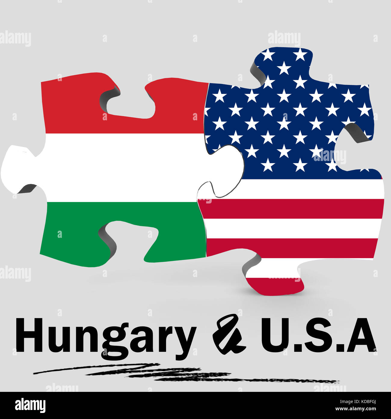 USA and Hungary Flags in puzzle isolated on white background, 3D ...