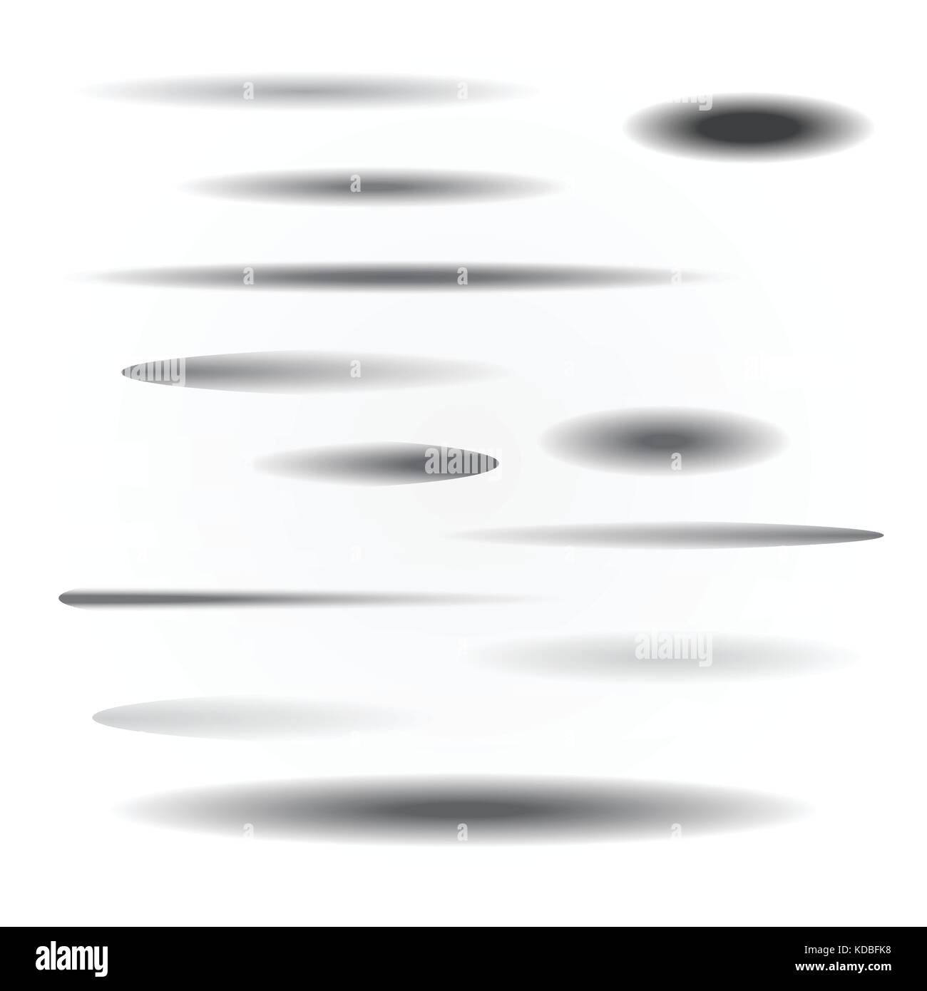 Set of differnt form and size black transparent shadows with soft edges ...