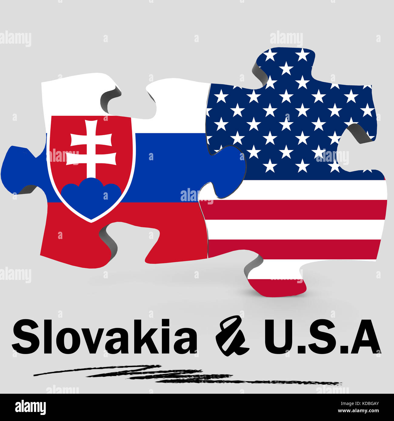USA and Slovakia Flags in puzzle isolated on white background, 3D ...