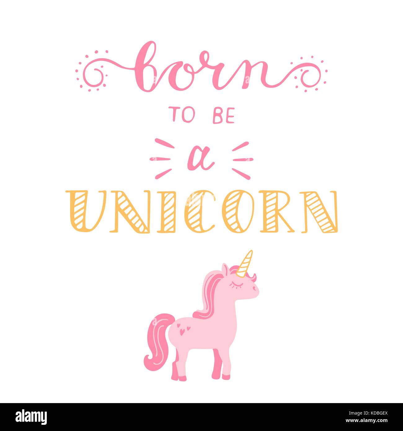Lettering with cute pink unicorn . Vector Stock Vector Image & Art - Alamy