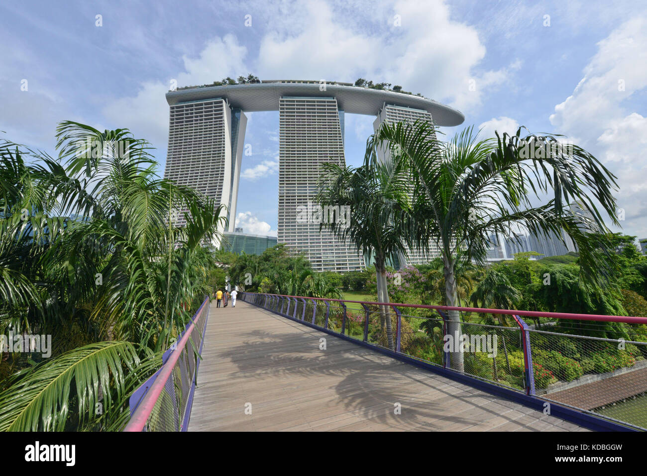 Singapore. The Marina Bay Sands, huge hotel complex with three hotels ...