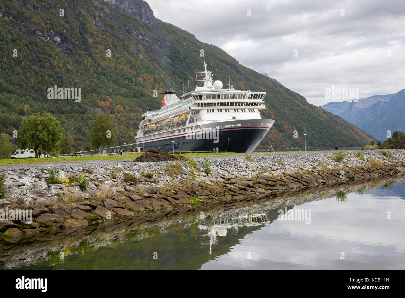 The MS Balmoral cruise liner visiting Hellesylt on the Norwegian Fjord ...