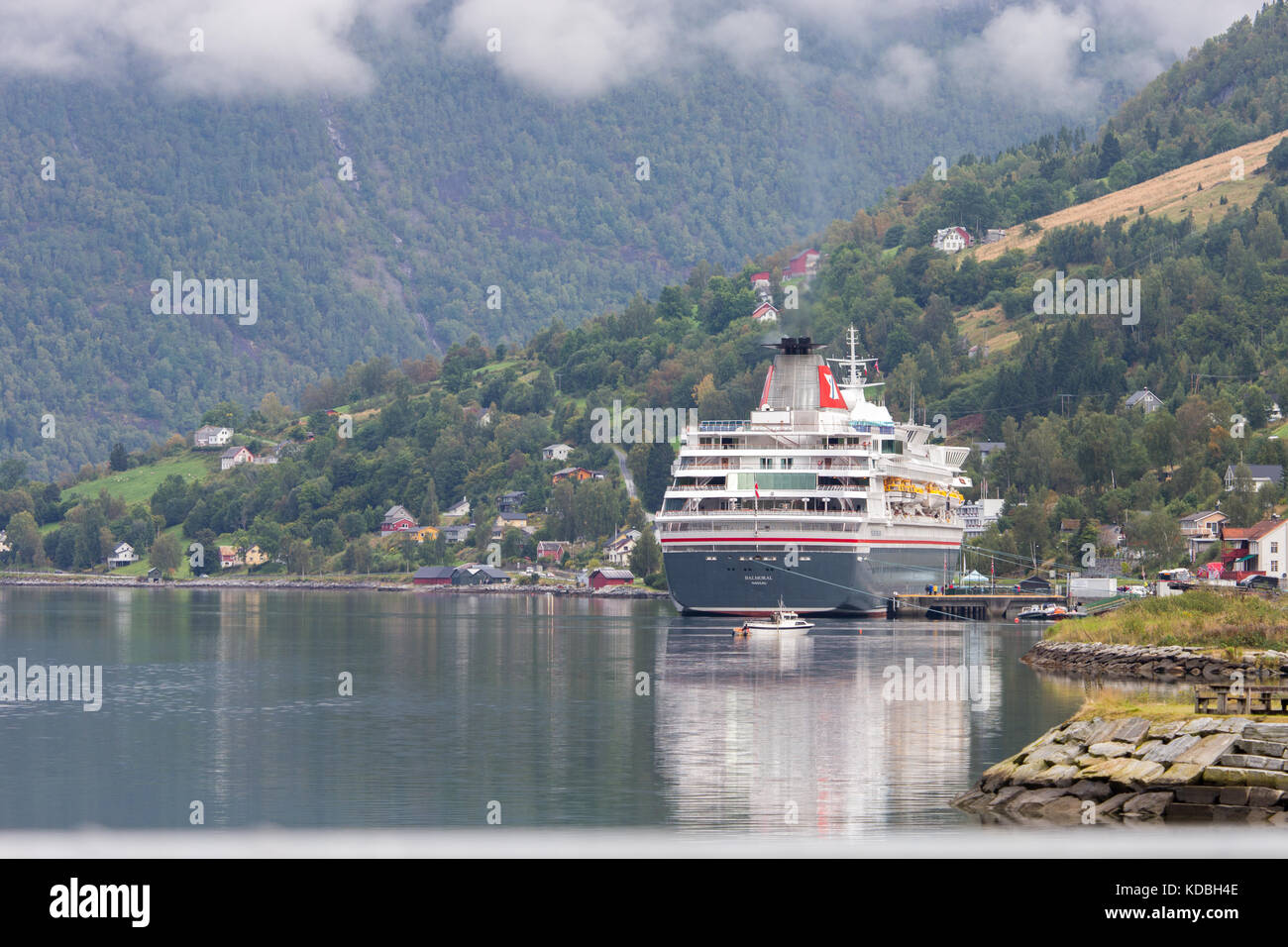 The MS Balmoral cruise liner visiting Olden on the Norwegian Fjord of ...
