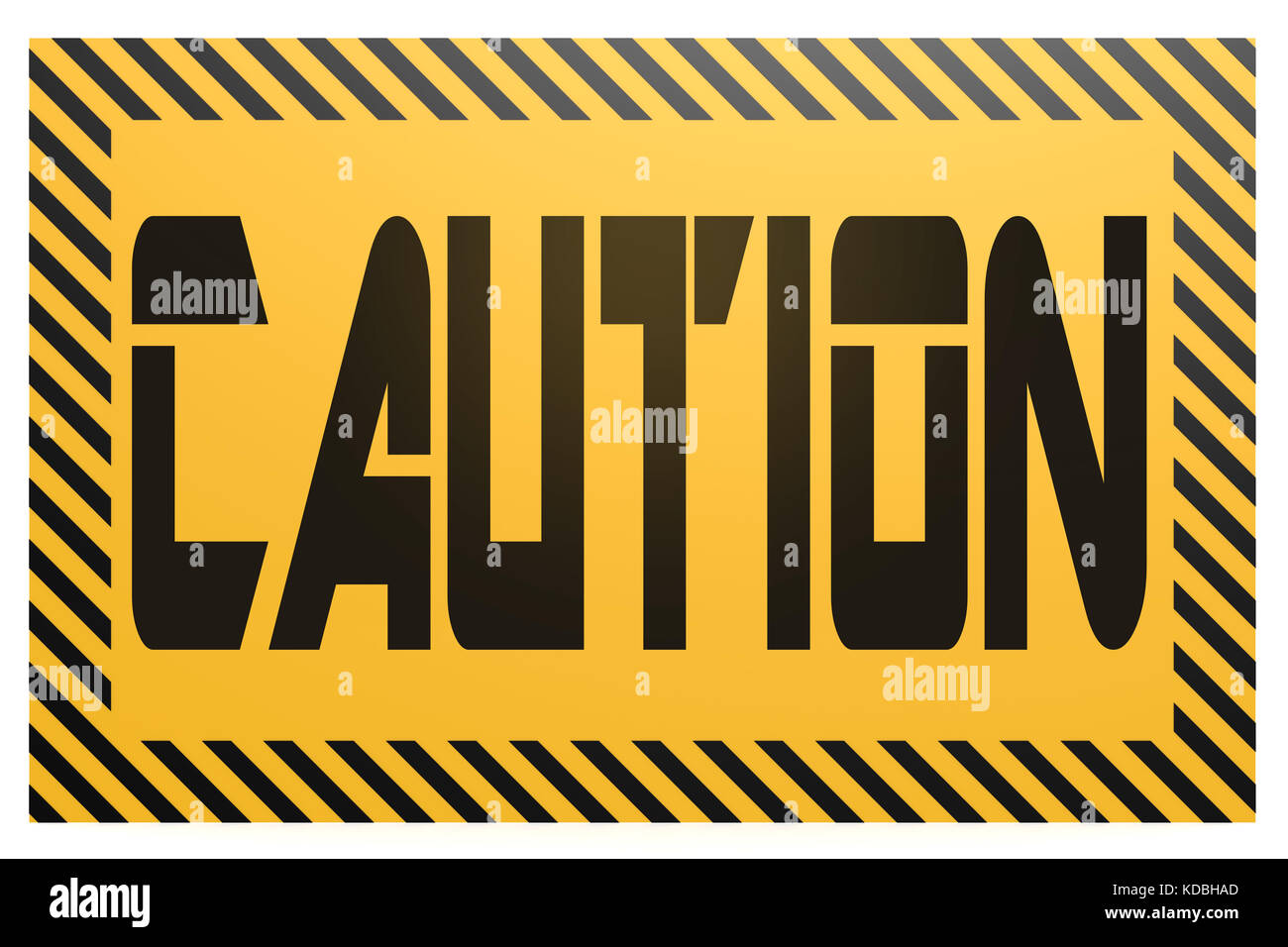 Yellow and black banner with caution word Stock Photo - Alamy