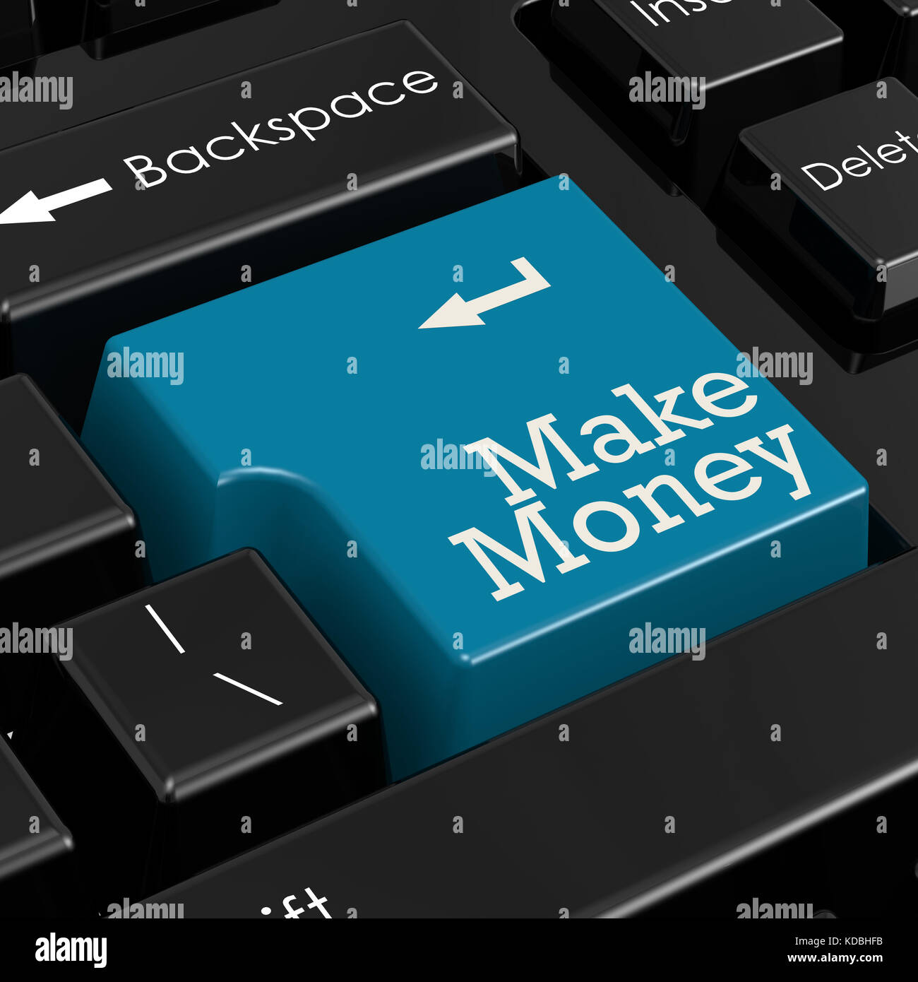 Make money concept. Blue keyboard button. 3D Render Stock Photo - Alamy