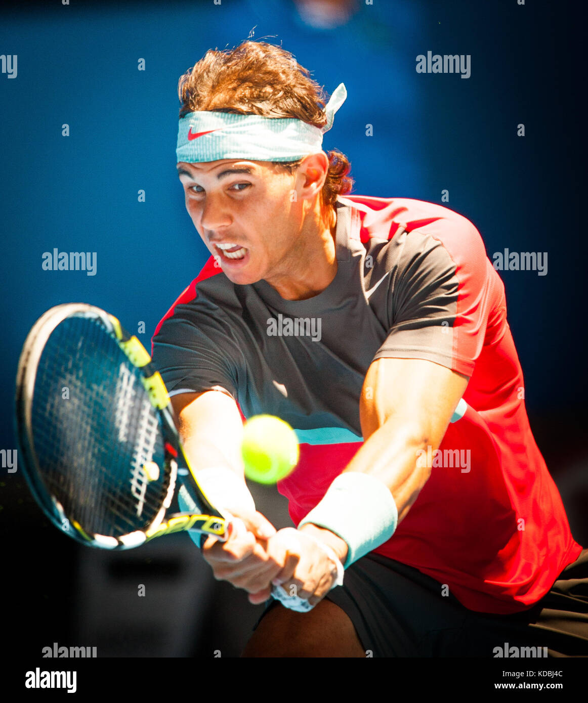 Rafael Nadal in championship play at the Australian Open Stock Photo ...
