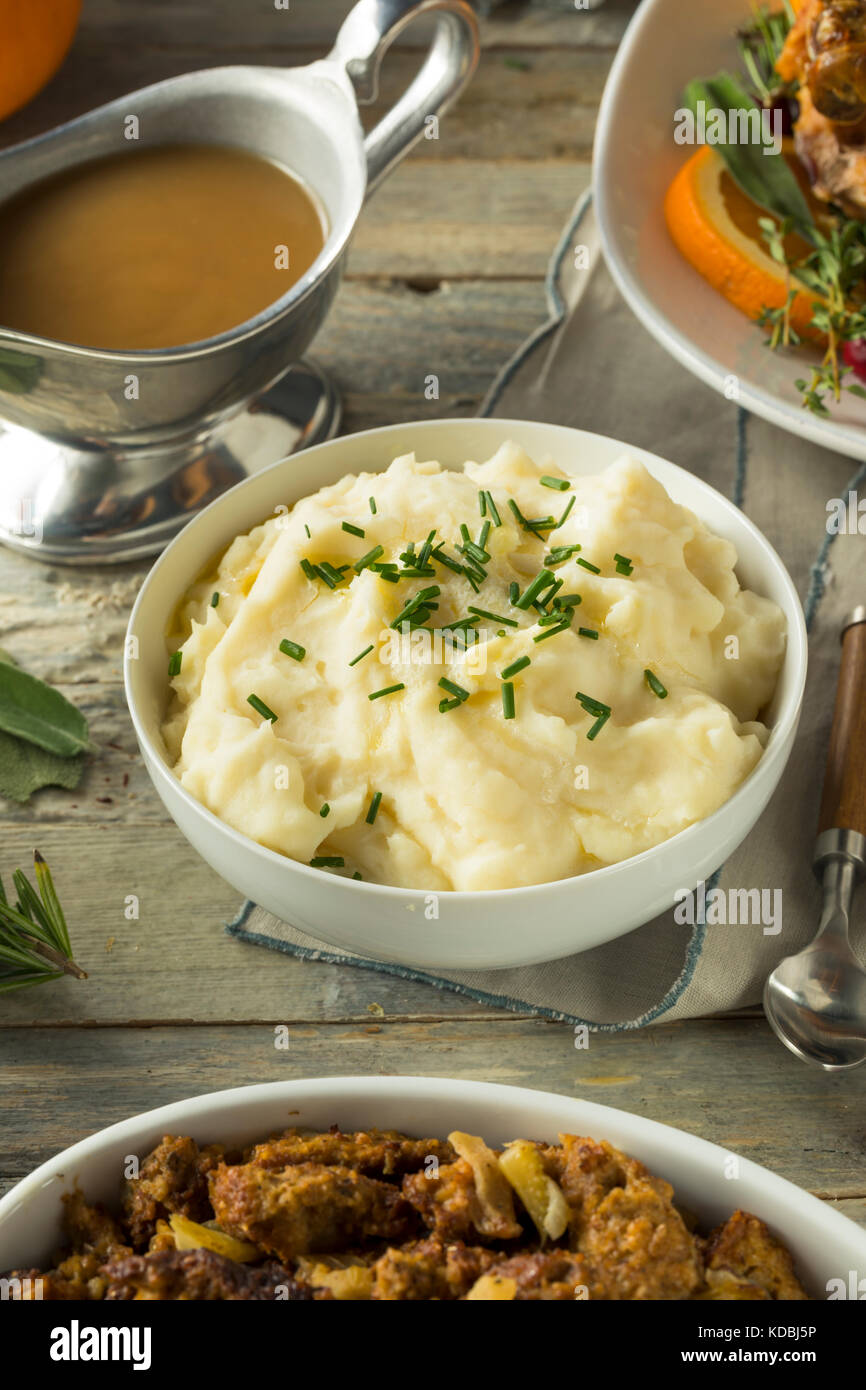 Homemade Creamy Whipped Mashed Potatoes with Chives Stock Photo - Alamy