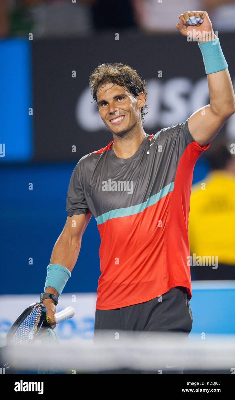 Rafael Nadal in championship play at the Australian Open Stock Photo ...