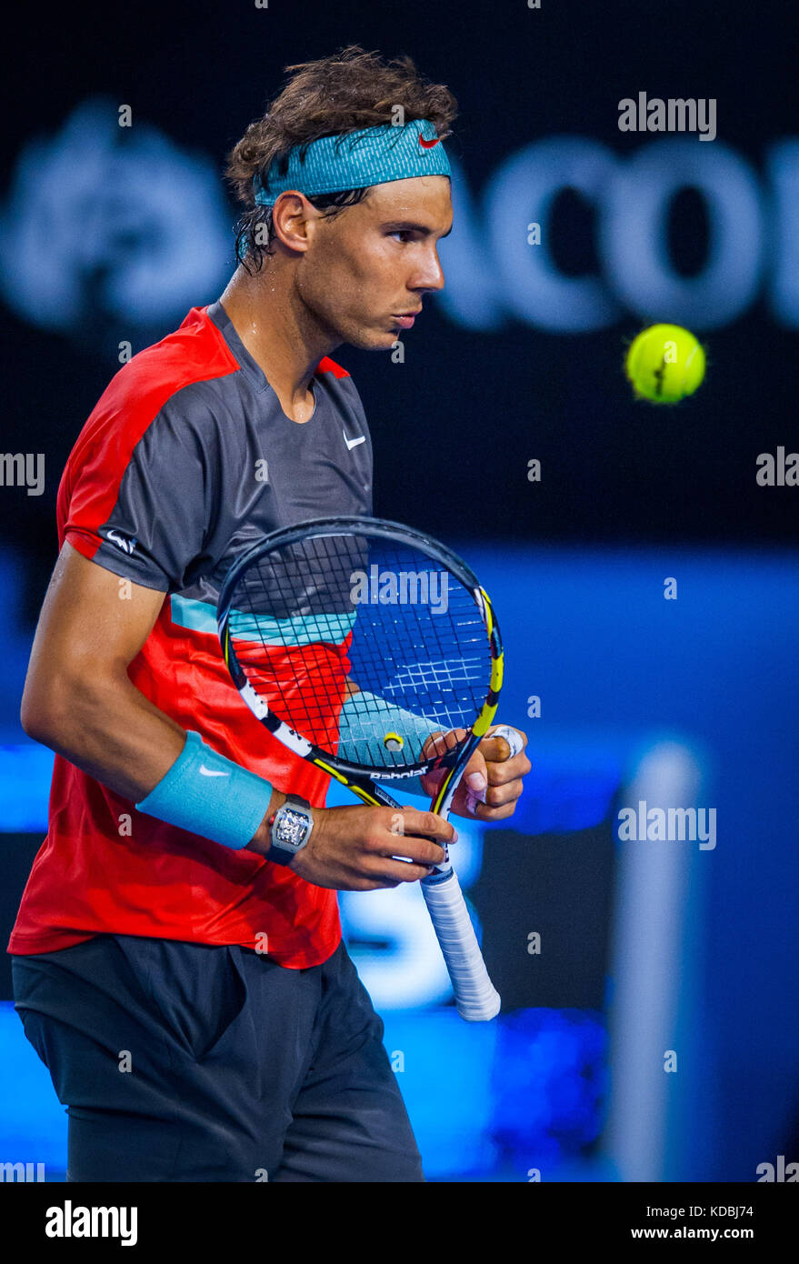 Rafael Nadal in championship play at the Australian Open Stock Photo ...