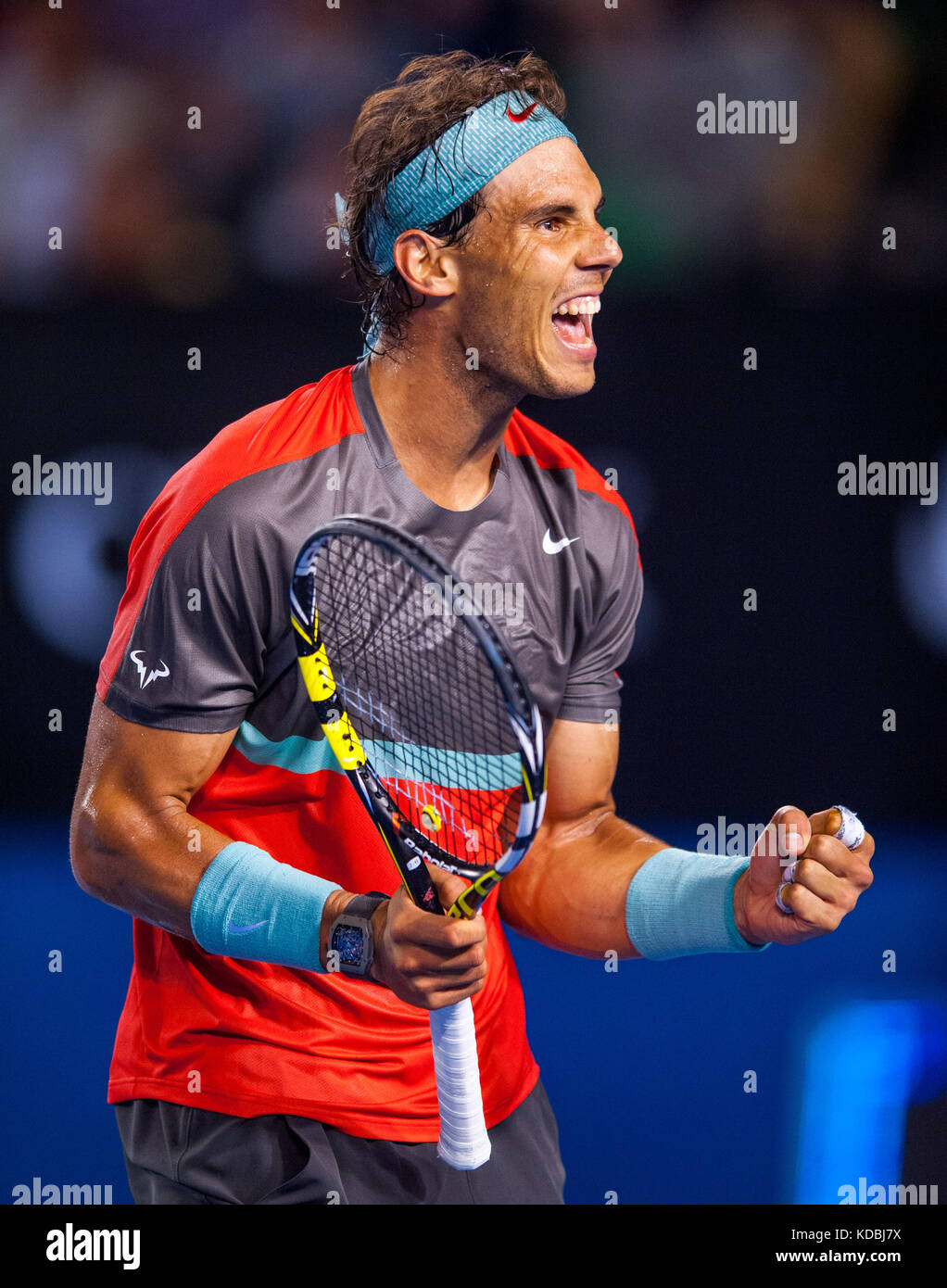 Rafael Nadal in championship play at the Australian Open Stock Photo ...