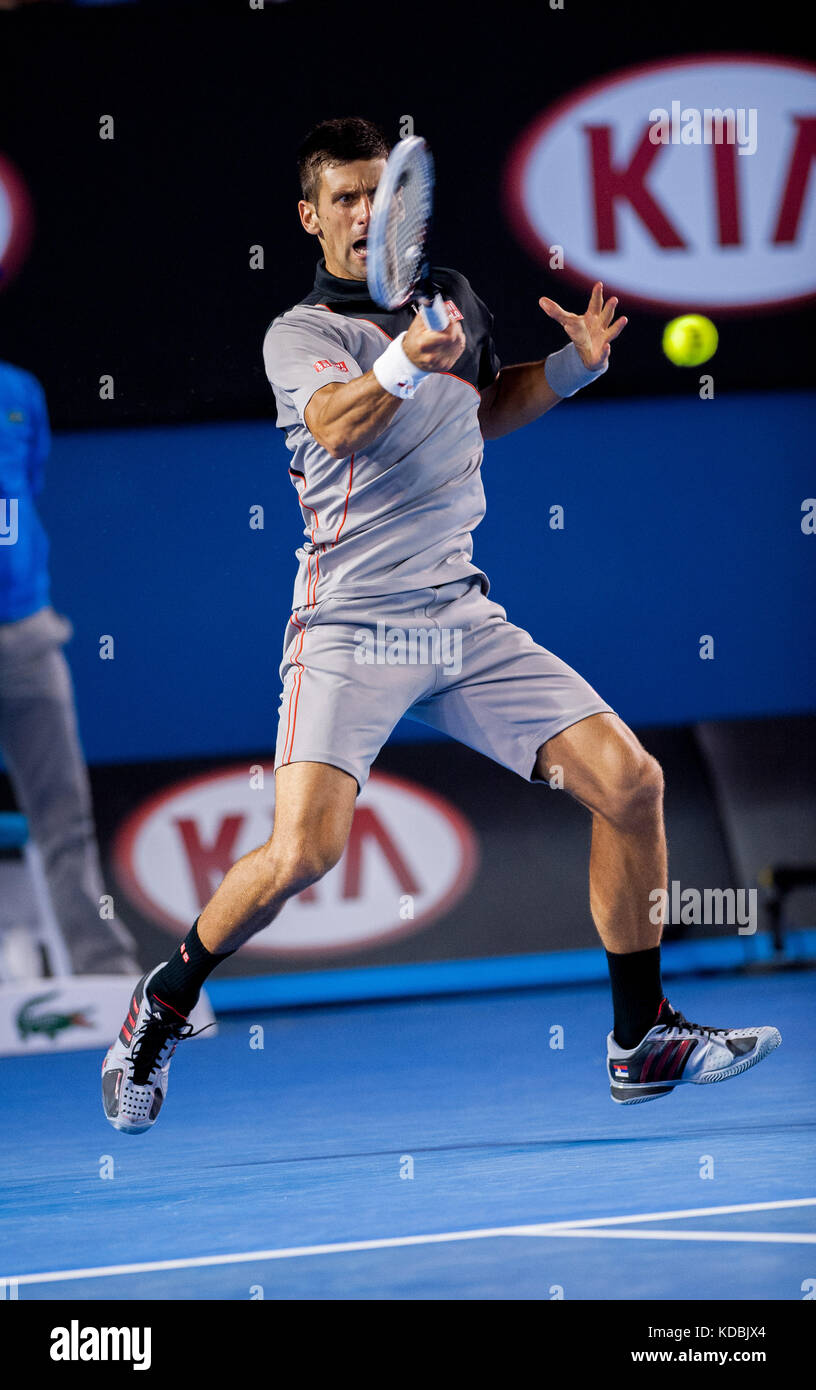 Novic Djokovic in play at the 2013 Australian Open Stock Photo - Alamy