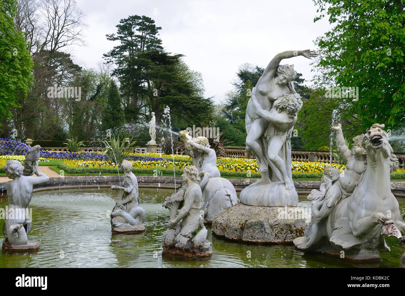 Ornate statues in fountain of stately home Stock Photo - Alamy