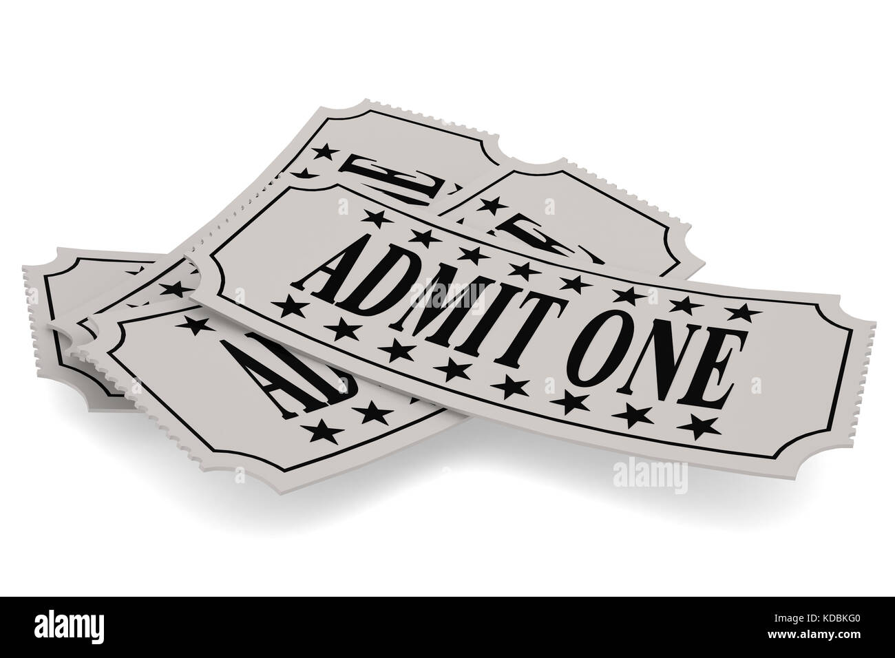 Ticket paper with admit one word, isolated on white, 3D rendering Stock ...