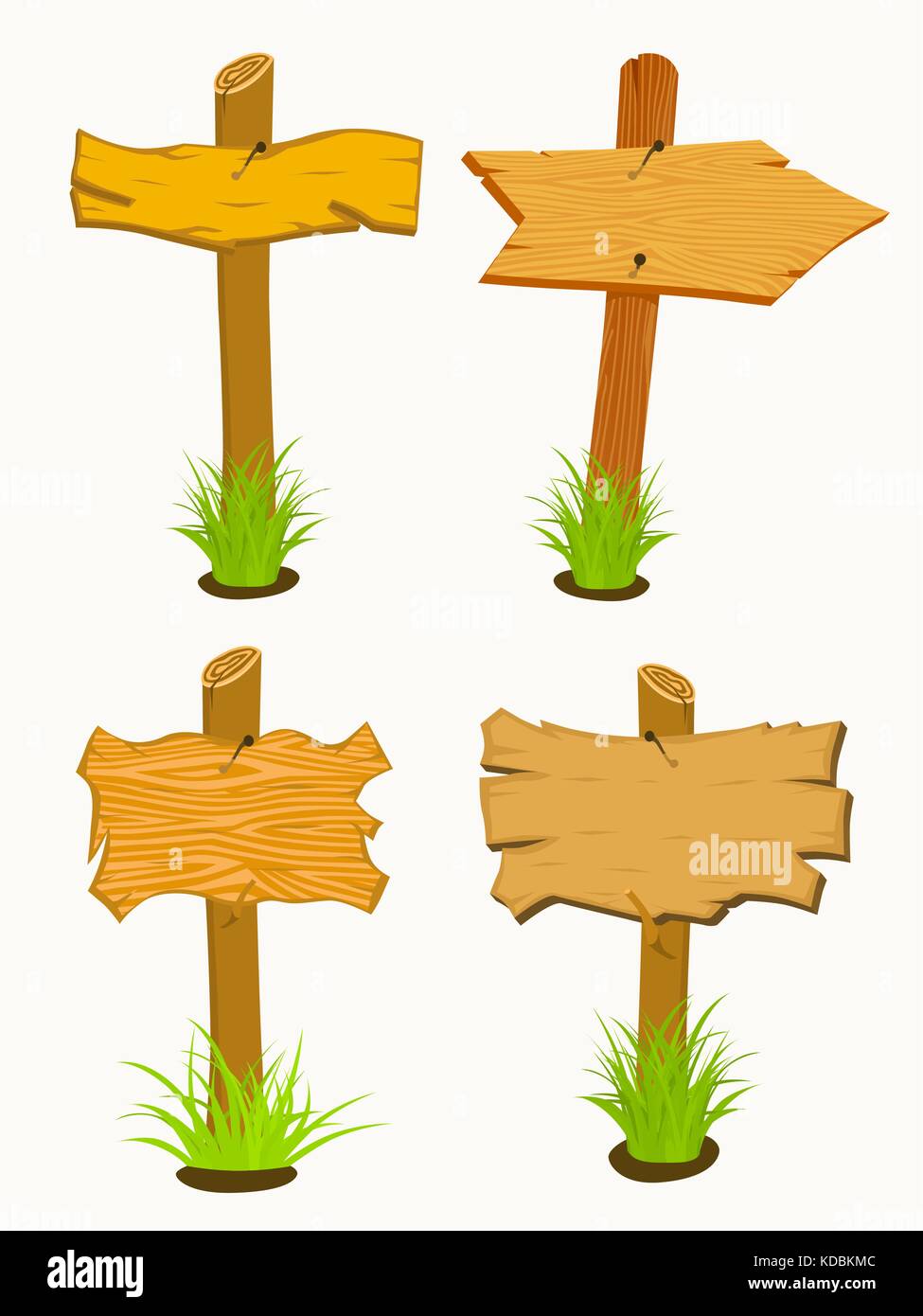 Set of Wooden signboard with flowers and butterflies. Vector ...
