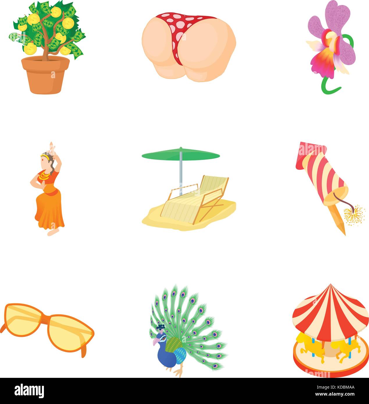 Interesting party icons set, cartoon style Stock Vector Image & Art - Alamy