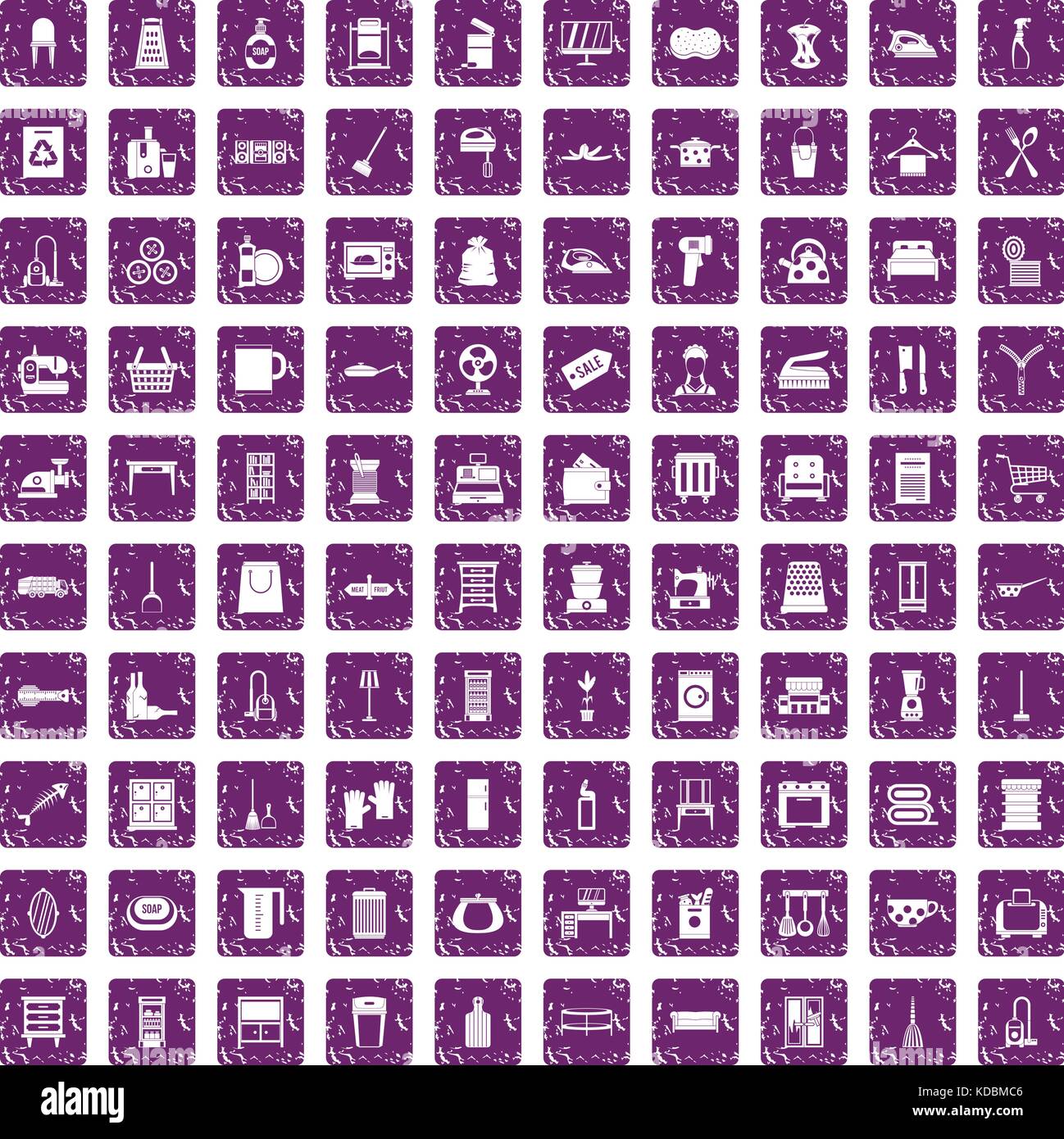 100 housework icons set grunge purple Stock Vector Image & Art - Alamy