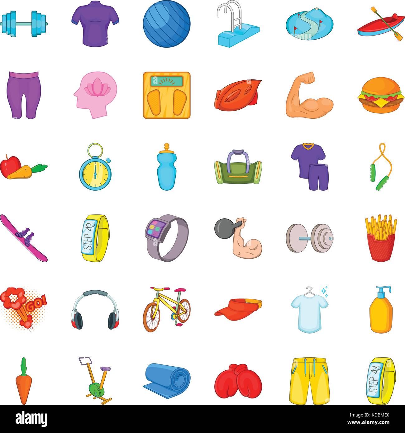 Fitness icons set, cartoon style Stock Vector Image & Art - Alamy