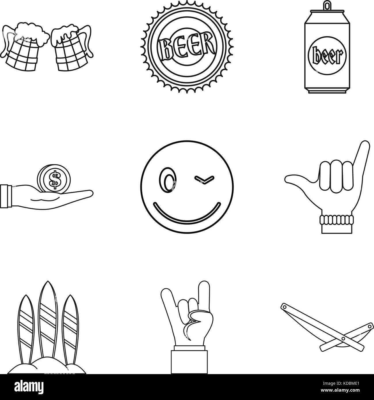 Bout icons set, outline style Stock Vector Image & Art - Alamy