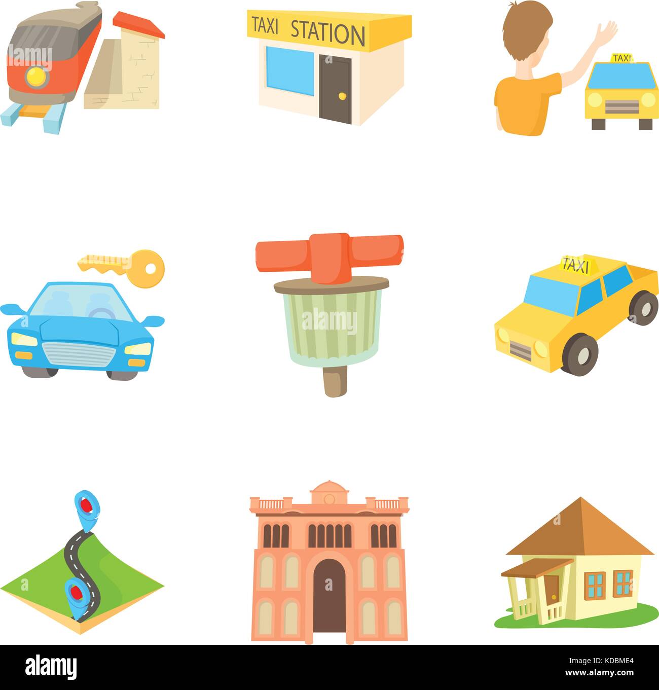 Little town icons set, cartoon style Stock Vector Image & Art - Alamy
