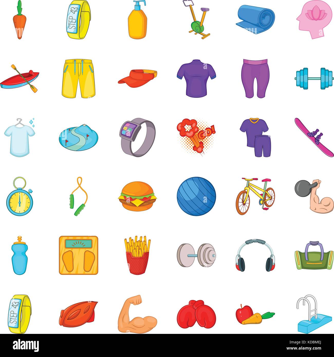 Wellness icons set, cartoon style Stock Vector Image & Art - Alamy