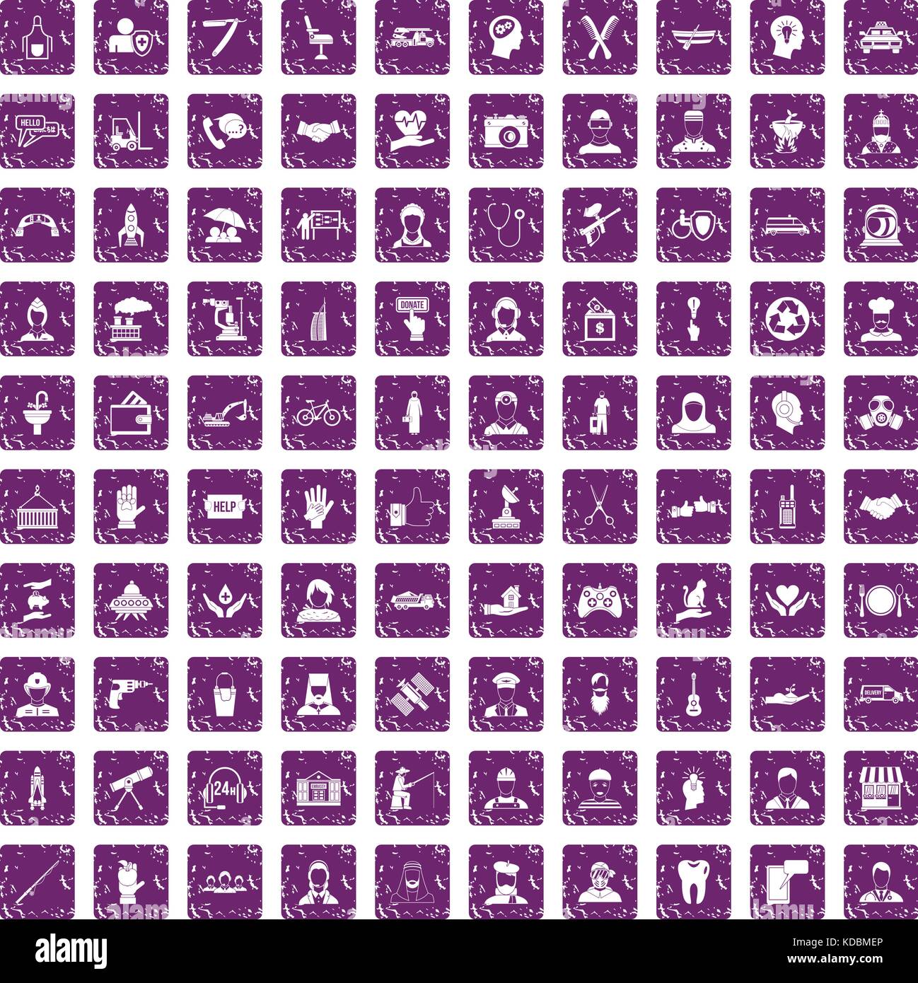 100 human resources icons set grunge purple Stock Vector Image & Art ...