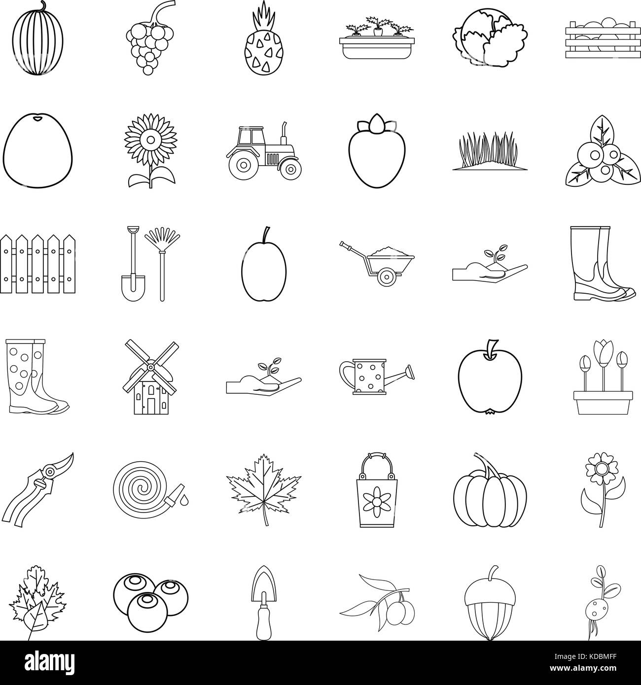 Harvest icons set, outline style Stock Vector Image & Art - Alamy