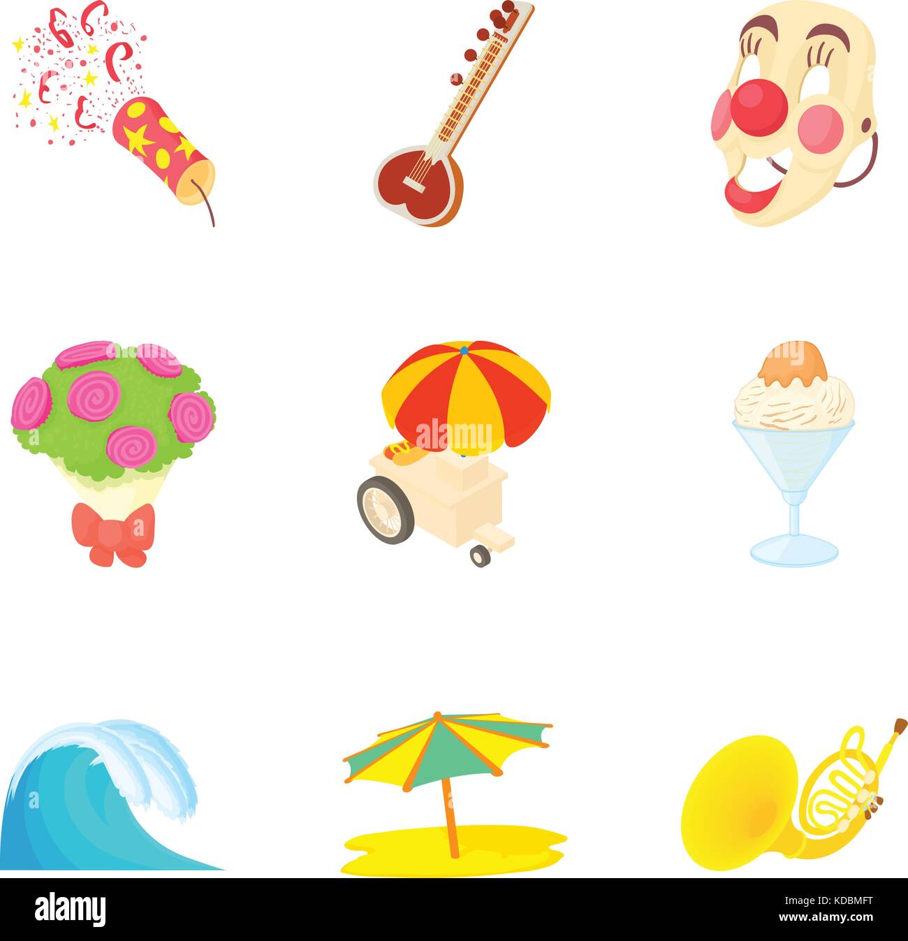 Funny party icons set, cartoon style Stock Vector Image & Art - Alamy